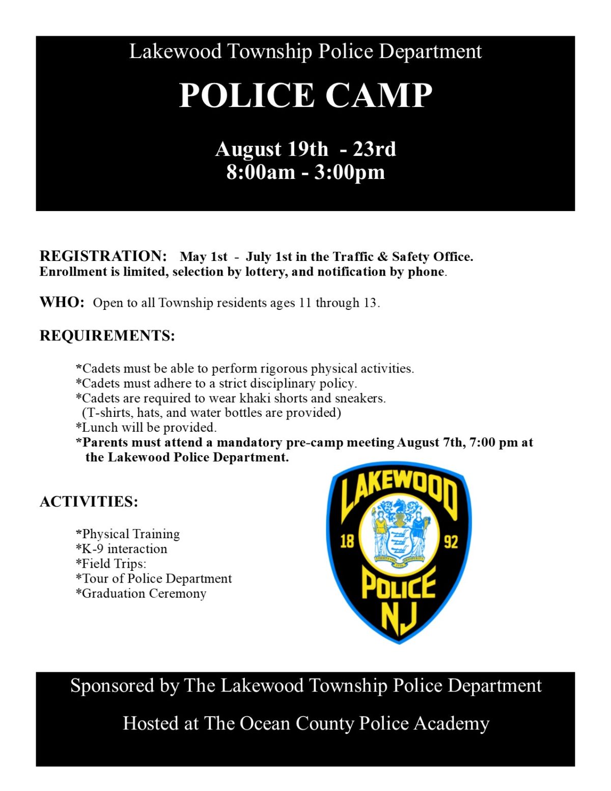Police Camp 2019 » Lakewood Police Department