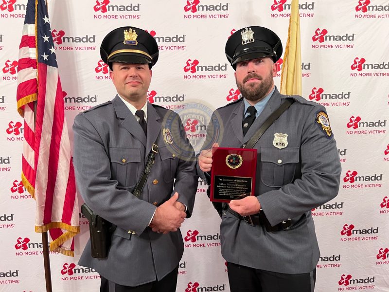 MADD AWARD - “TOP COP” PTL. CUSANELLI » Lakewood Police Department