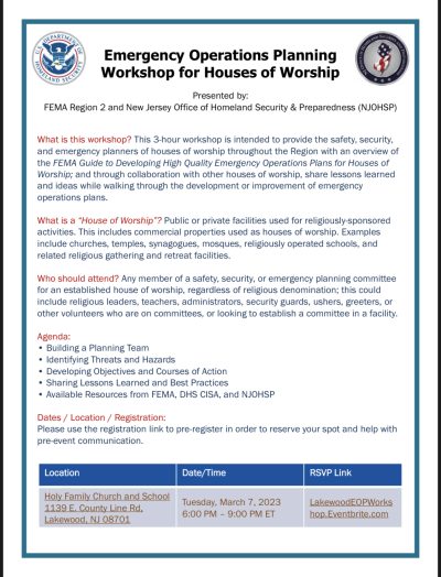 EMERGENCY OPERATIONS PLANNING WORKSHOP FOR HOUSES OF WORSHIP » Lakewood Police Department